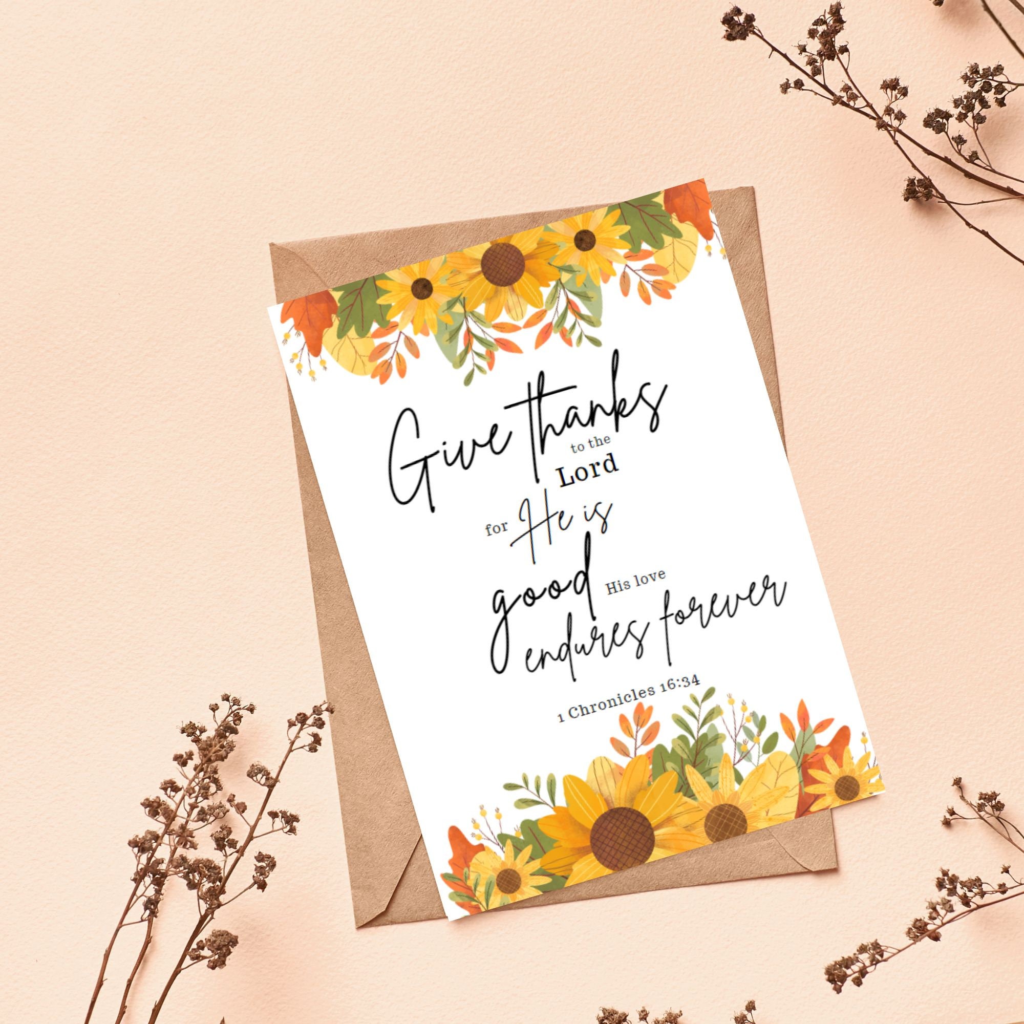 Thanksgiving Scripture Cards: Christian Bible Verse, Printable Greeting ...