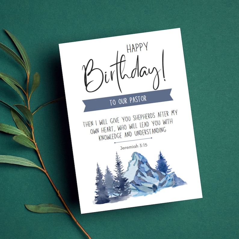 Printable Pastor Birthday Card: Scripture Bible Verse (PDF Download ...