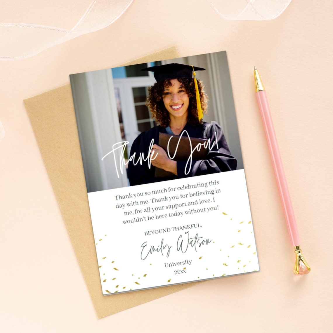 Graduation Thank You Card Template Personalized Graduation - Etsy