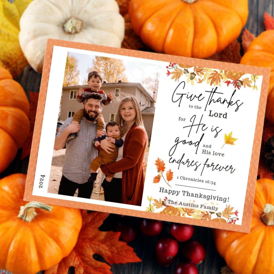 Editable Christian Thanksgiving Card With Photo, Religious Thanksgiving ...