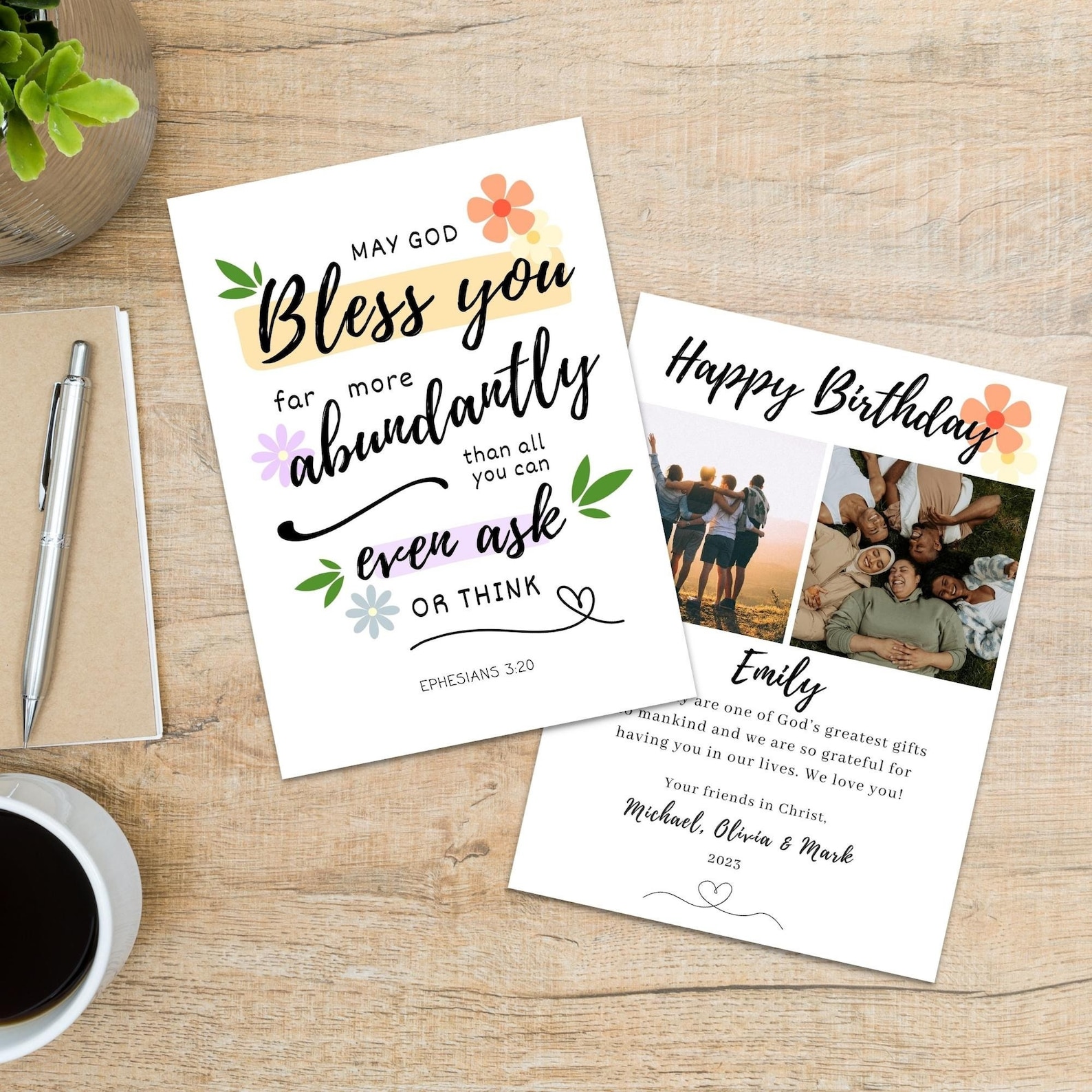 Christian Birthday Card With Photo: Editable Scripture Verse (digital ...