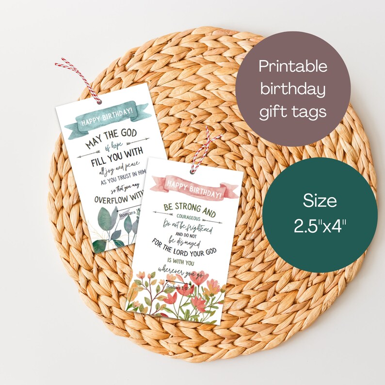 Christian Birthday Gift Tags: Scripture Verse Printables (PDF Download ...