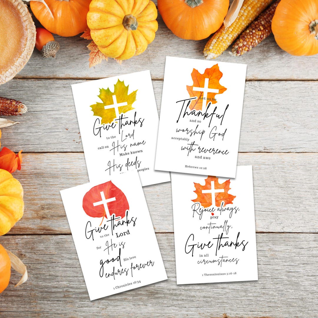 Thanksgiving Scripture Cards: Printable Bible Verse Greeting Cards (PDF ...
