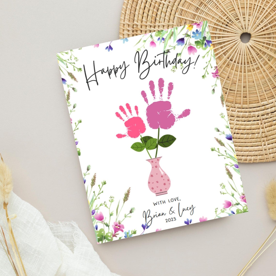 Editable Happy Birthday Handprint Craft From Kids, Personalized ...