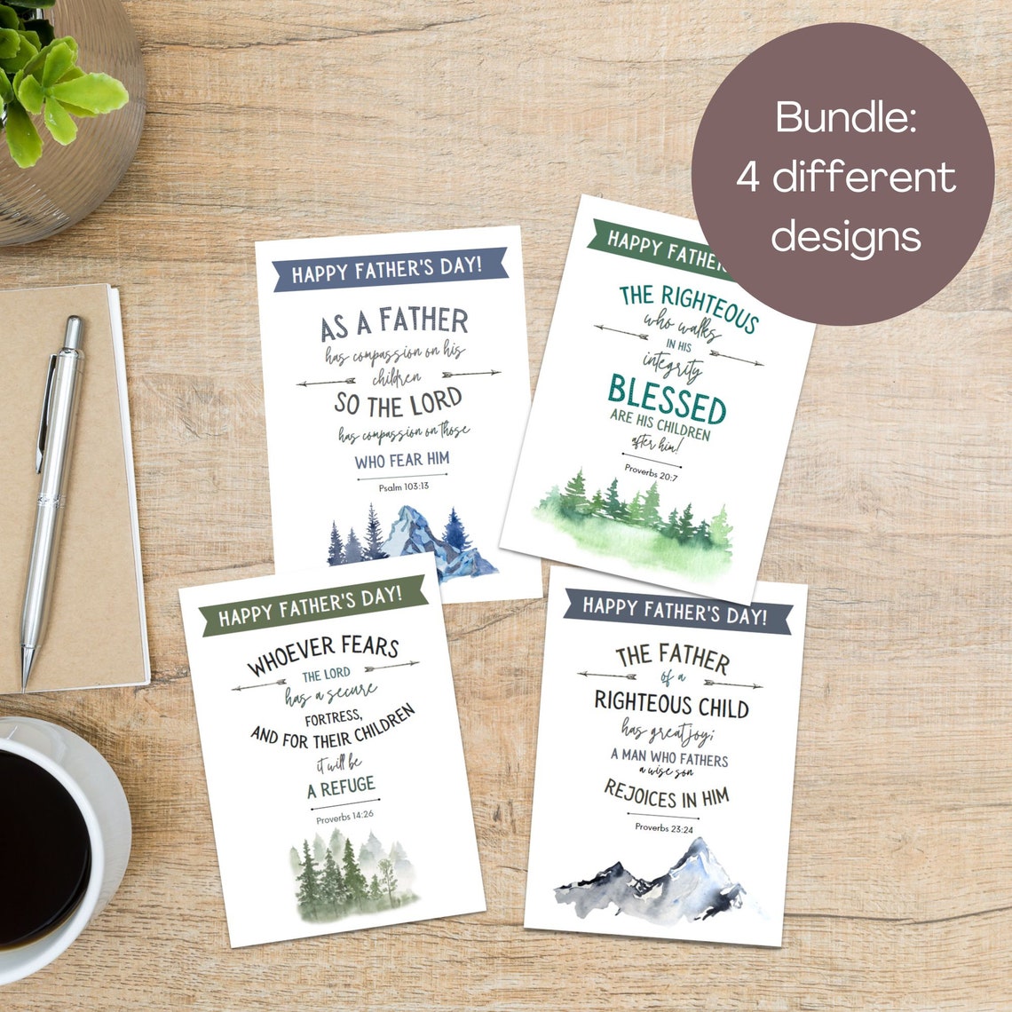 Scripture Father's Day Cards: Christian Bible Verse Printables (digital ...
