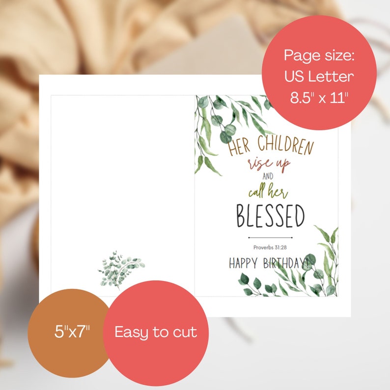Printable Birthday Card for Mom, Scripture Birthday Card for Woman ...