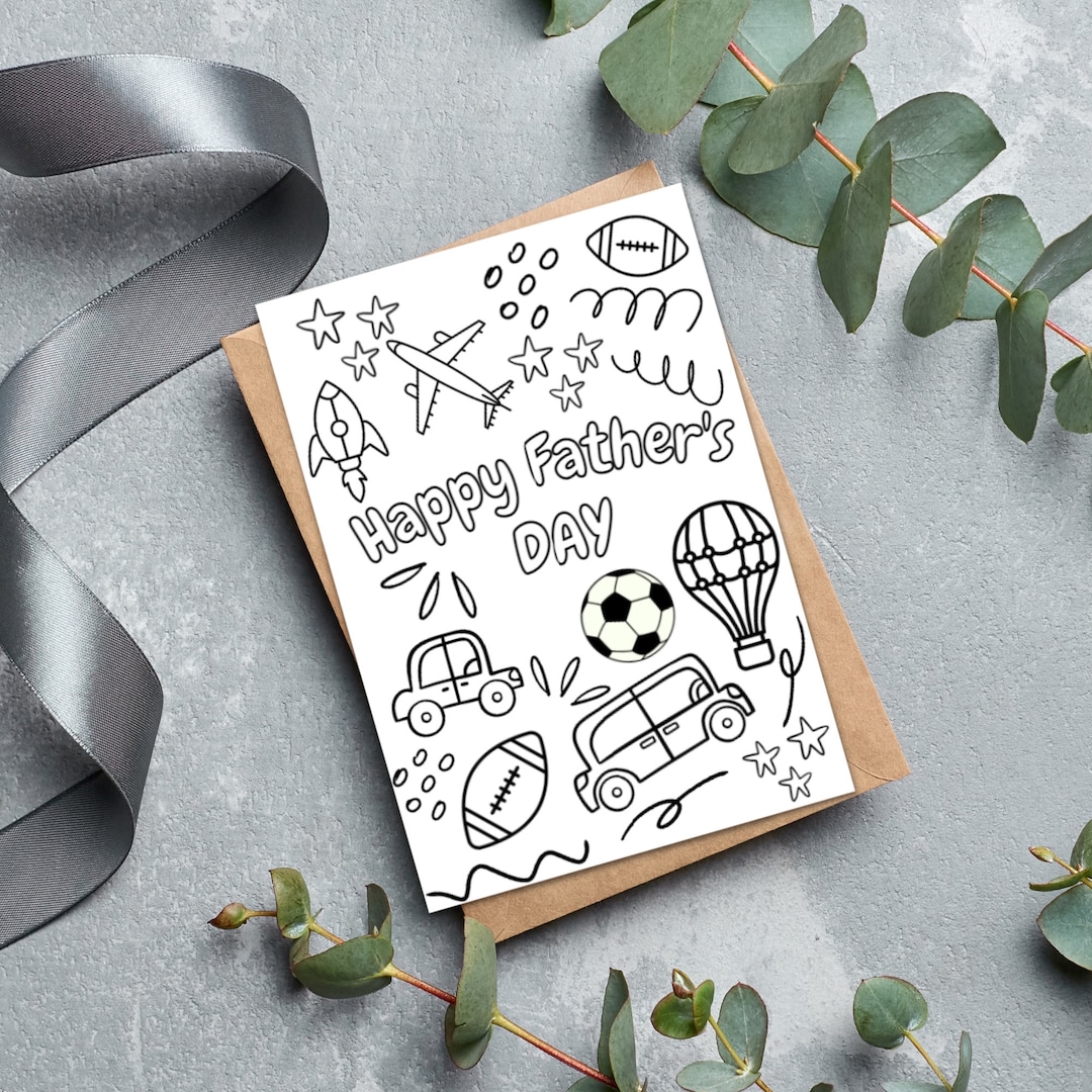 Printable Father's Day Coloring Card: DIY Gift for Dad/grandpa (digital ...