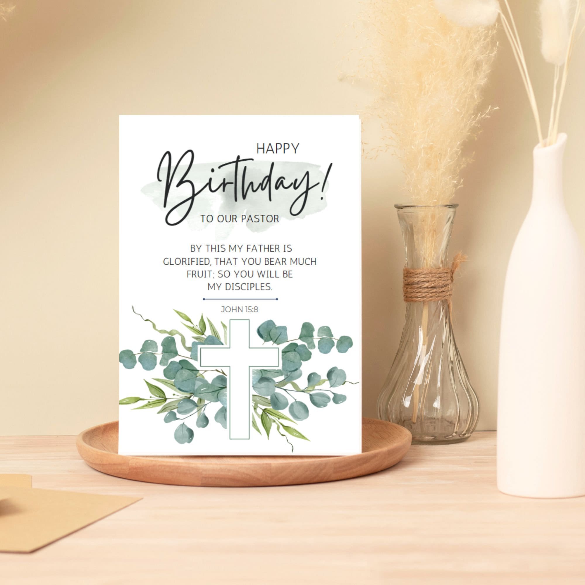 Printable Birthday Card for Pastor, Scripture Birthday Card for Church ...