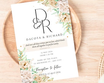 Editable Christian Wedding Invitation Template Printable Canva Template Instant Download Church ...