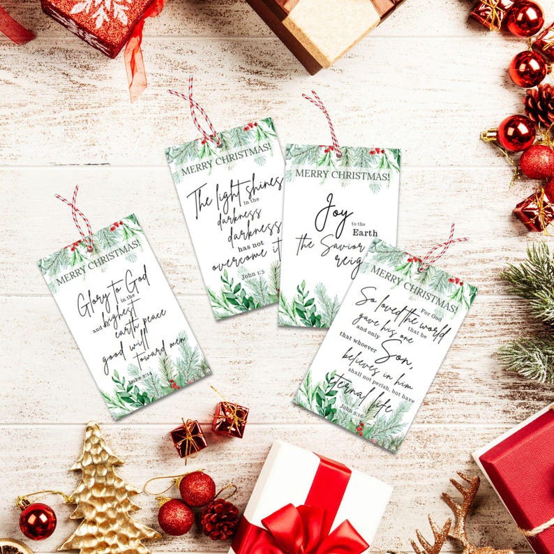 Scripture Christmas Gift Tags, Printable Bible Verse Gift Tags ...