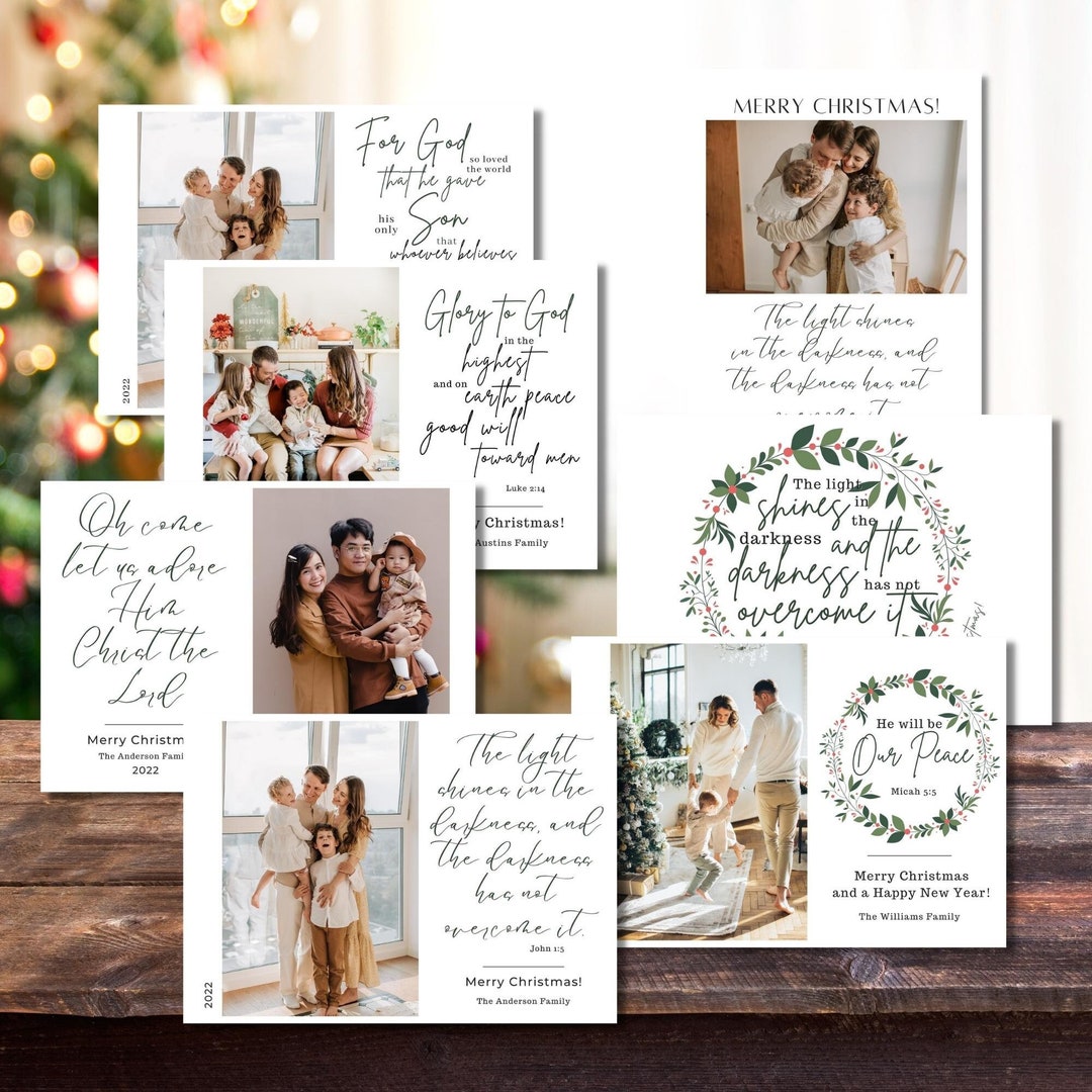 Bundle Religious Christmas Card Template With Photo, Set of 7 Christian ...