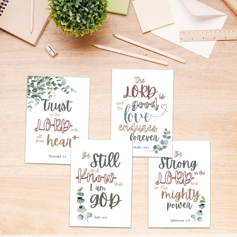 Set of 4 Printable Scripture Greeting Cards, Greeting Cards, Christian ...