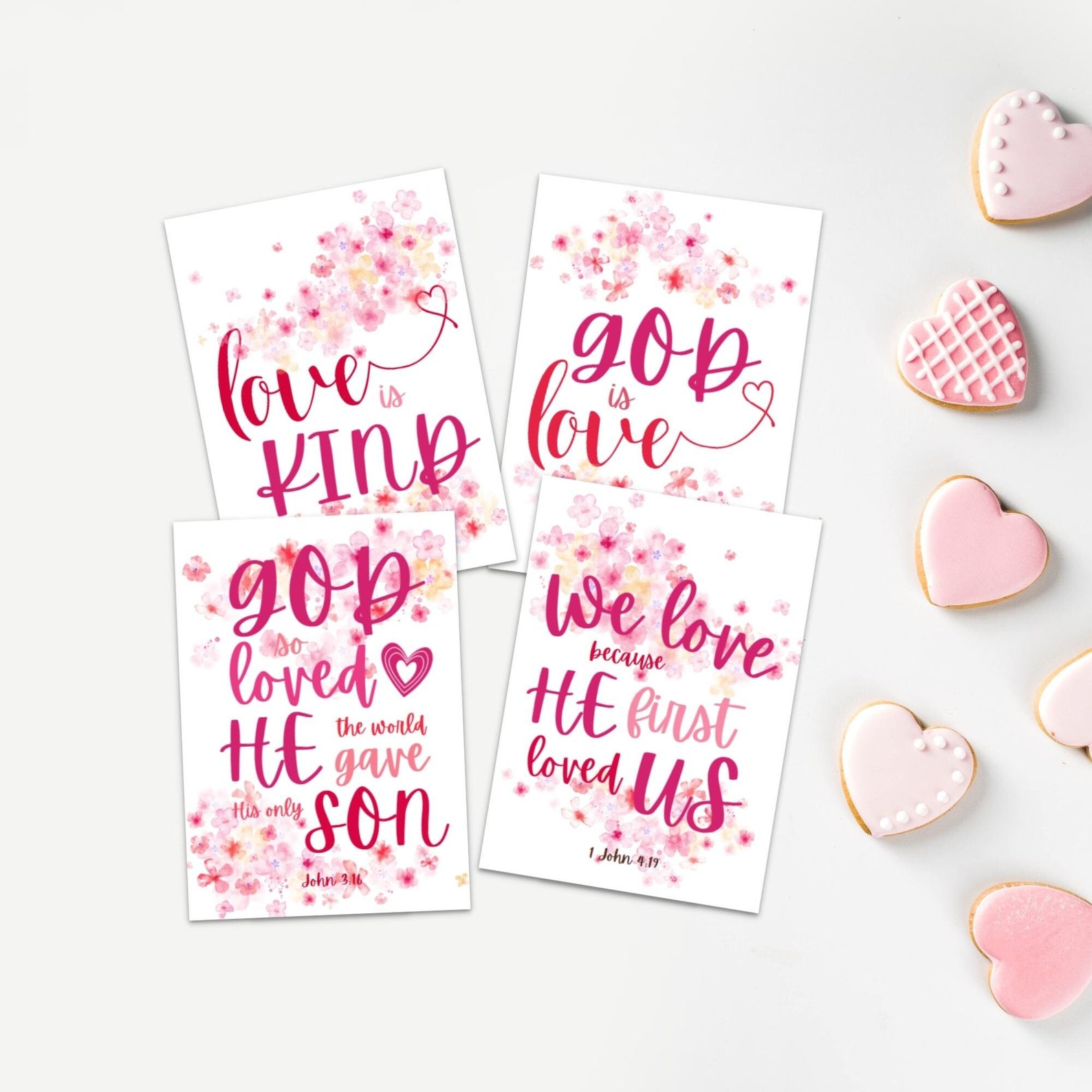 Set of 4 Scripture Valentine Cards, Printable Valentine Cards ...