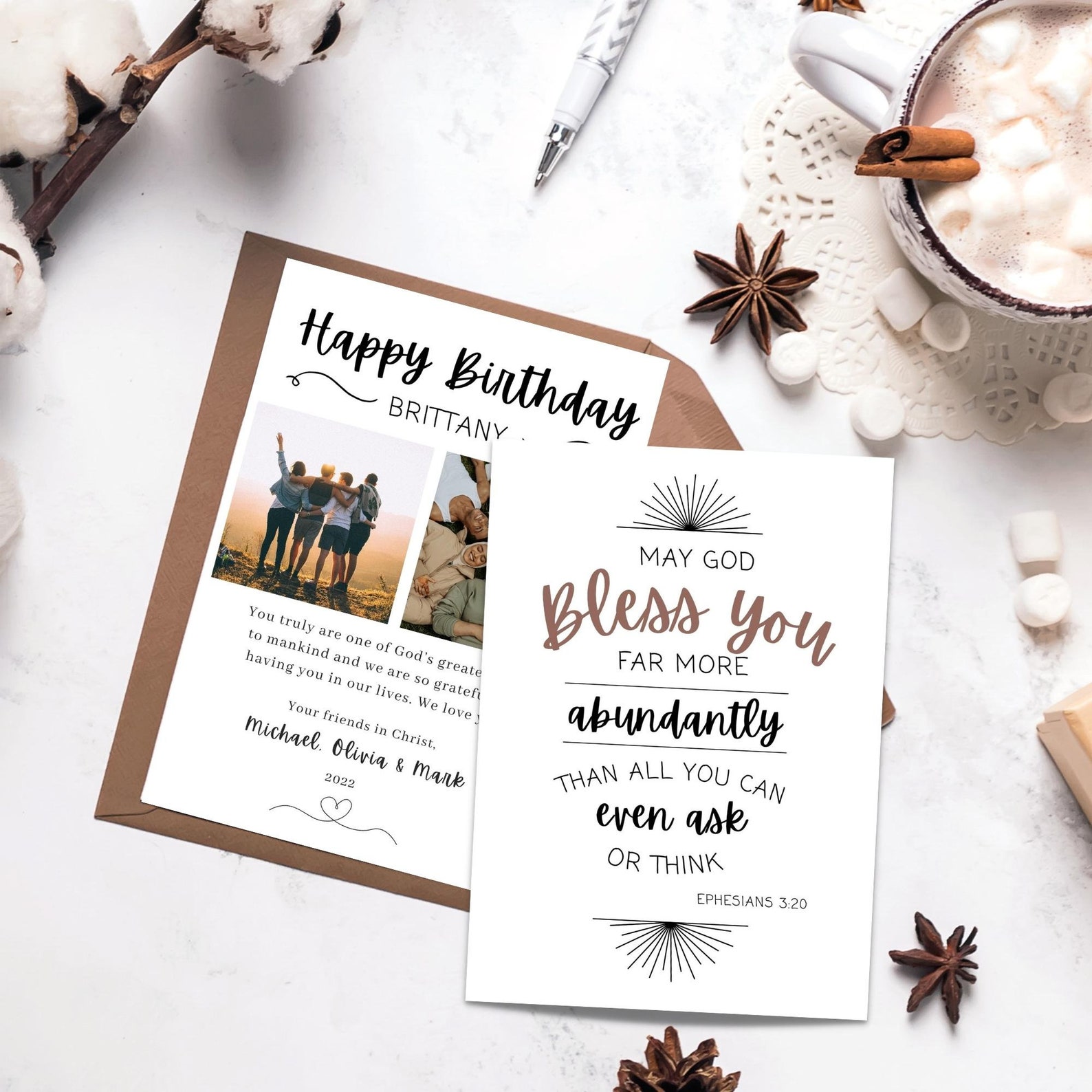 Christian Birthday Card Template, Editable Birthday Card for Her ...