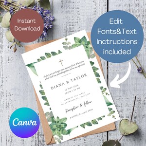 Editable Christian Wedding Invitation Template, Printable Bible Verse 5x7 Wedding Invitation ...