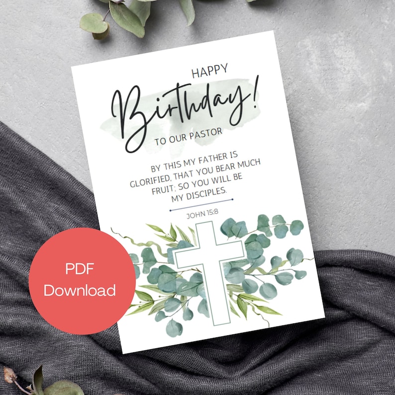 Printable Birthday Card for Pastor, Scripture Birthday Card for Church ...