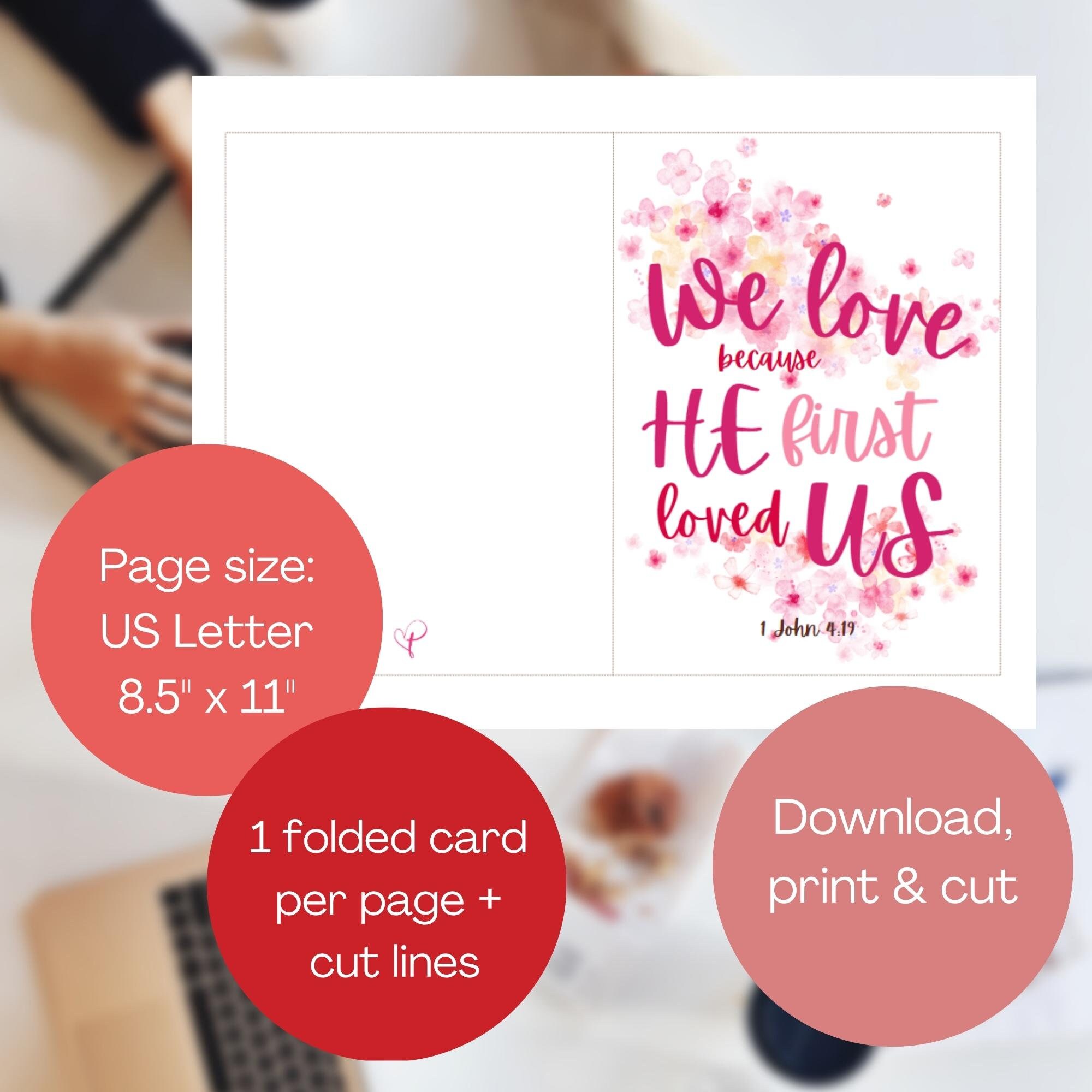 Set of 4 Scripture Valentine Cards, Printable Valentine Cards ...