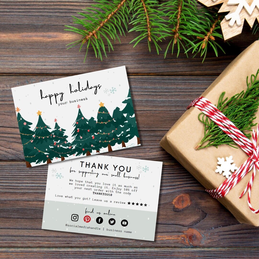 Holiday Business Thank You Card: Christmas Tree Design (canva Template ...