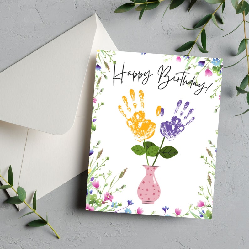 Printable Birthday Handprint Craft: Gift for Mom, Grandma, Aunt (PDF ...