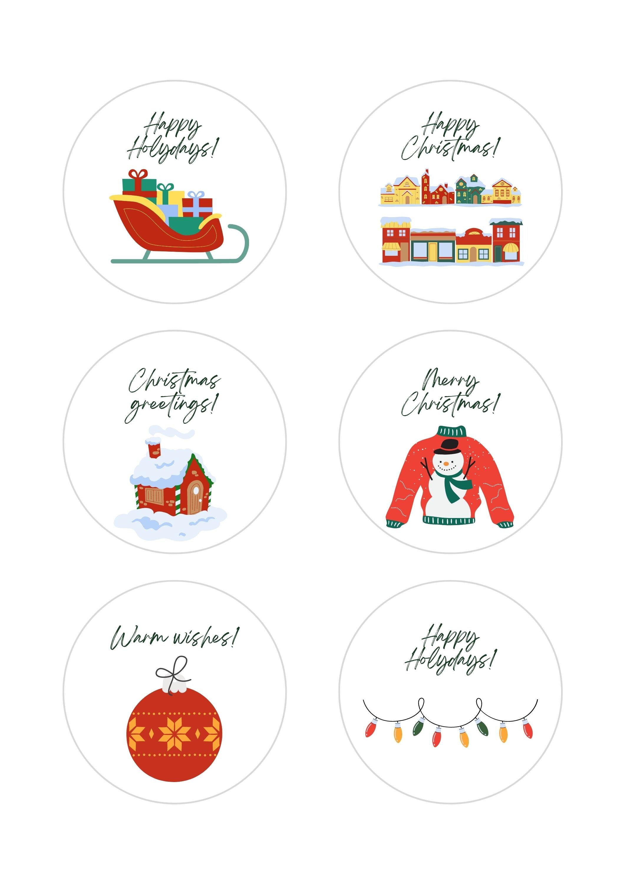 Christmas Gift Tags Printable, Christmas Greetings, Simple Minimalist 3 ...