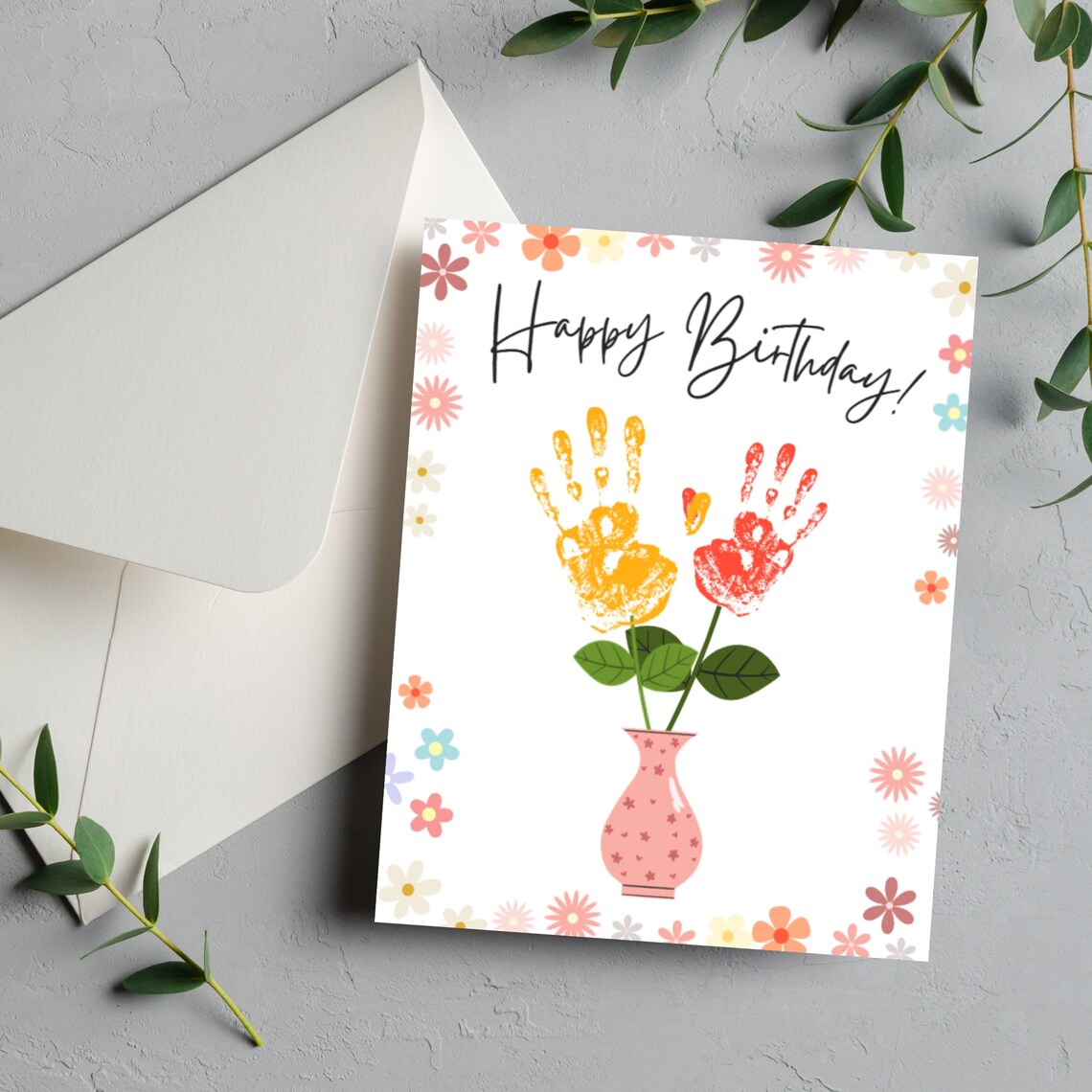 Printable Happy Birthday Handprint Craft, Handmade Birthday Craft for ...