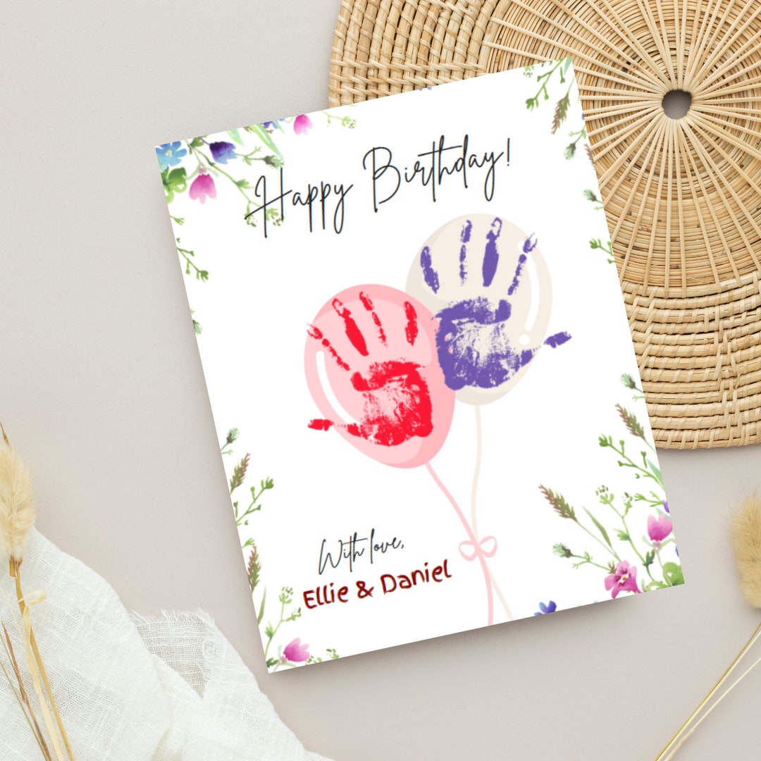 Printable Happy Birthday Handprint Craft, Handmade Birthday Kids Craft ...