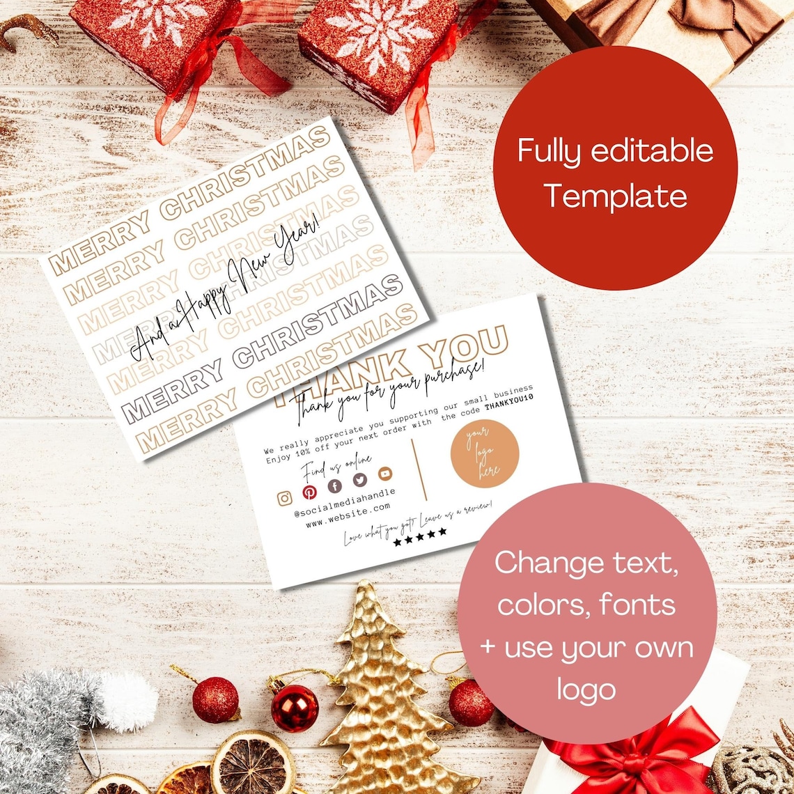 Holiday Business Thank You Card Christmas Business Card - Etsy