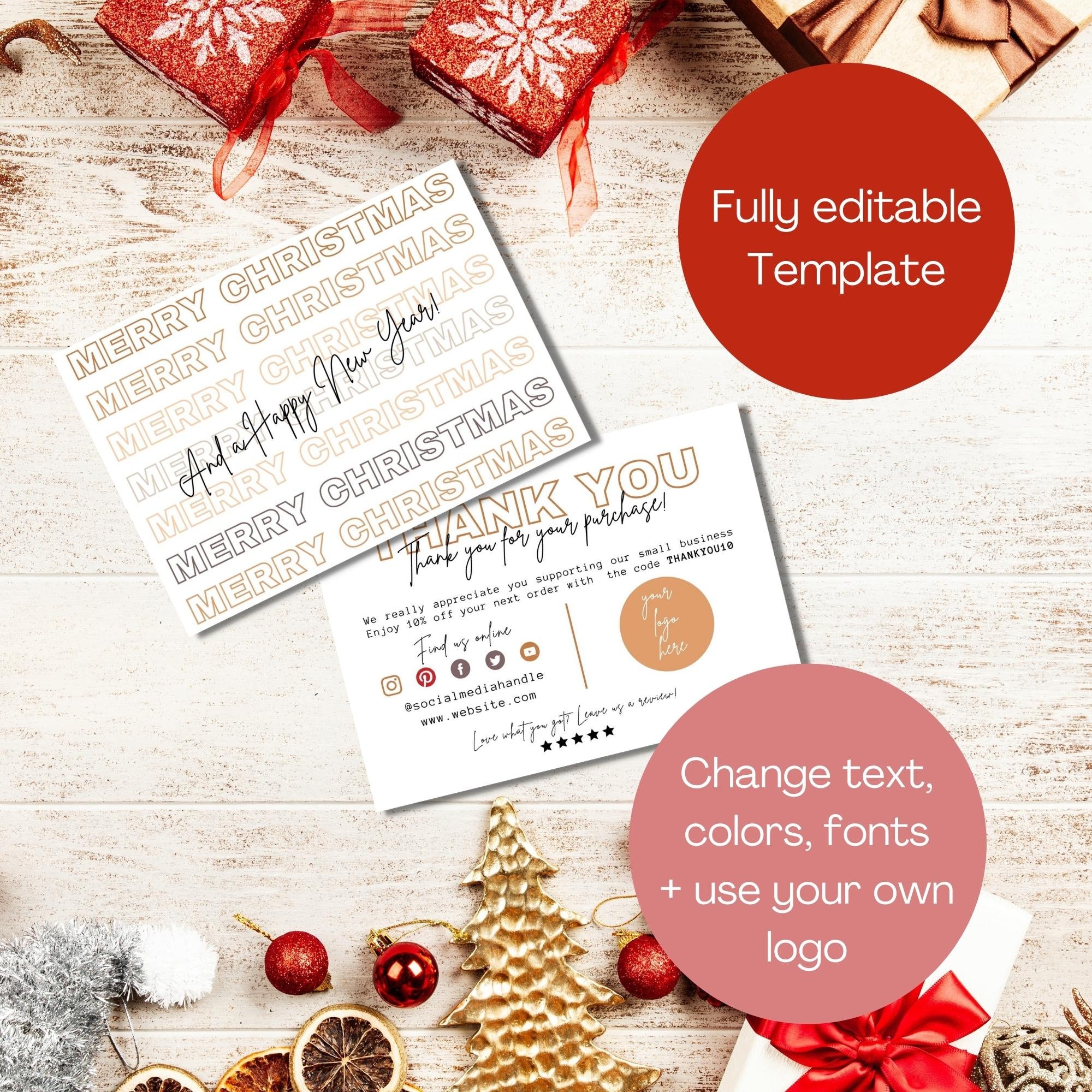 Holiday Business Thank You Card, Christmas Business Card Template ...
