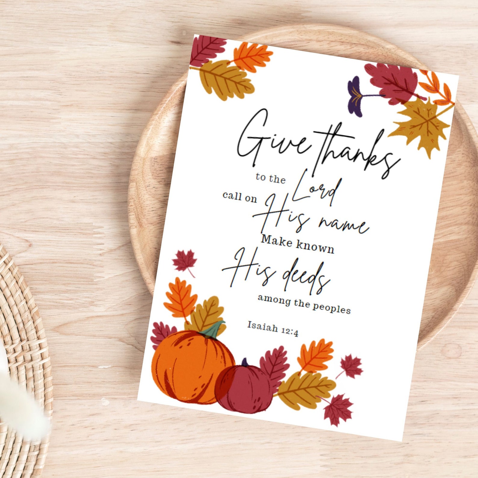 Thanksgiving Scripture Cards: Christian Bible Verse, Printable Greeting ...