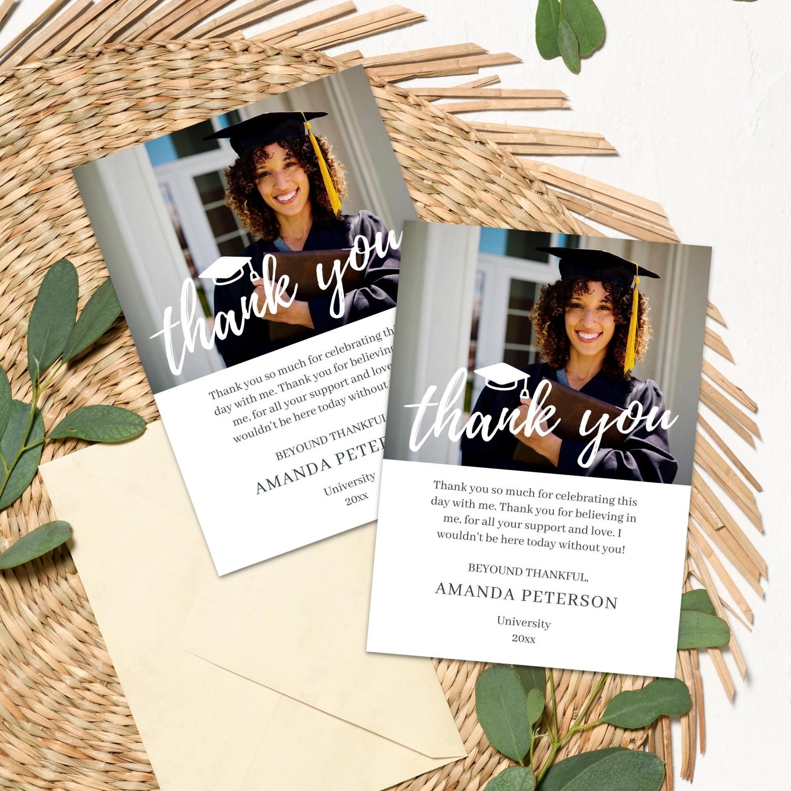 Graduation Thank You Card Template, Personalized Graduation Card With ...