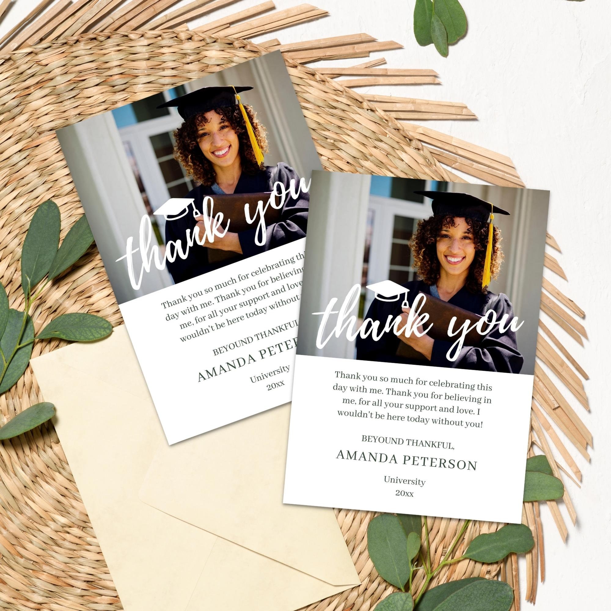 Graduation Thank You Card Template, Personalized Graduation Card With ...