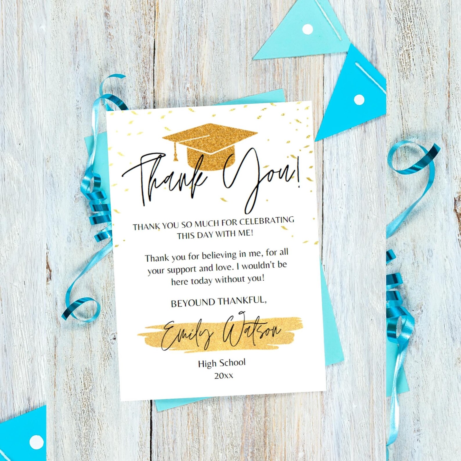 Graduation Thank You Card Template Personalized Graduation - Etsy