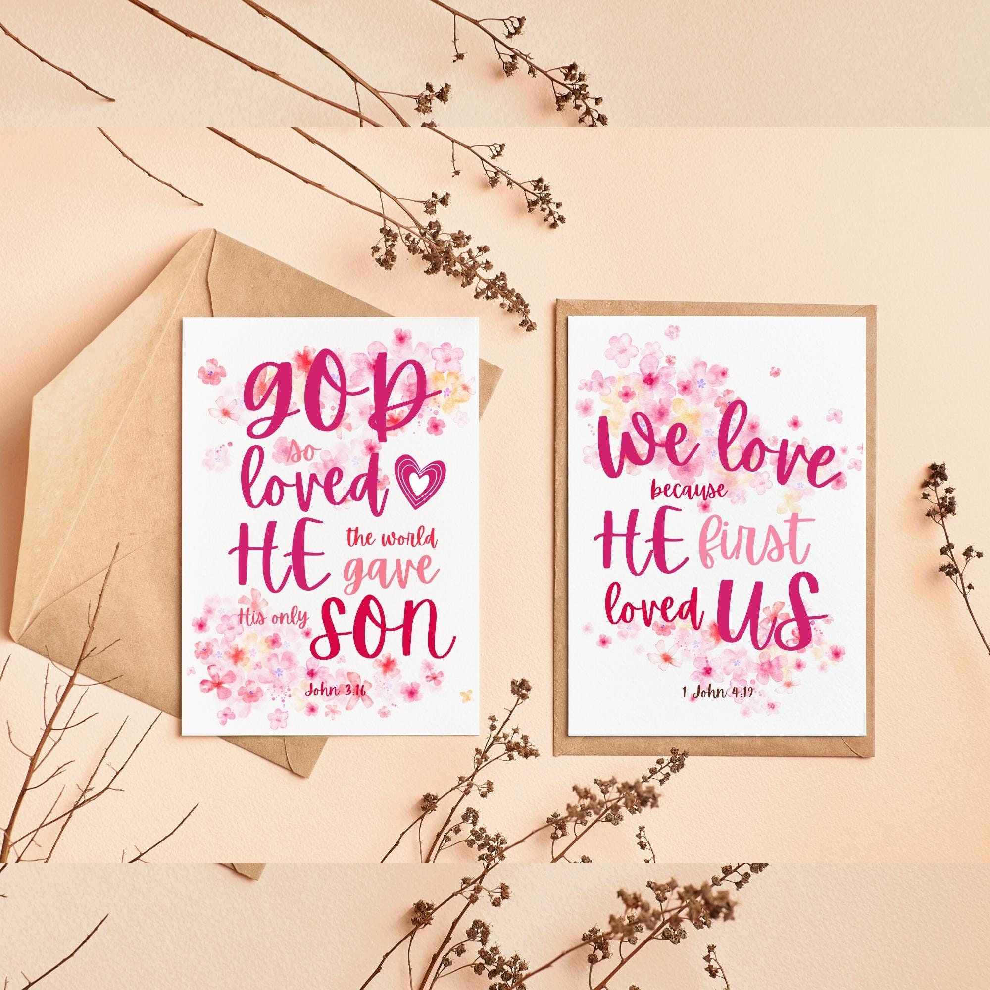 Set of 4 Scripture Valentine Cards, Printable Valentine Cards ...