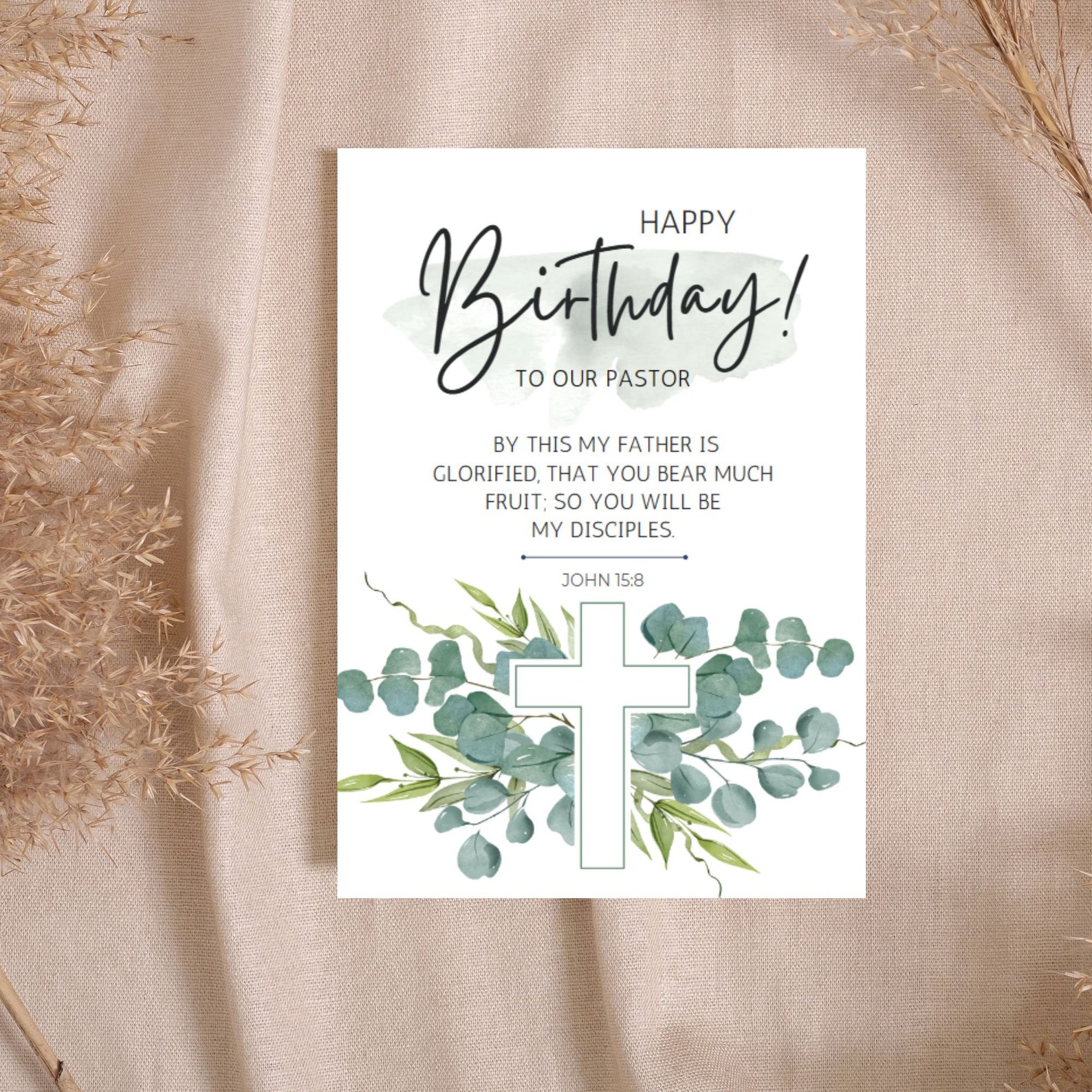 Printable Birthday Card for Pastor, Scripture Birthday Card for Church ...