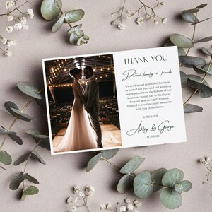 Simple Wedding Thank You Card Template With Photo (canva Editable) - Etsy