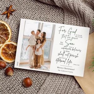 Christian Christmas Card Template With Photo, Religious Christmas Card ...
