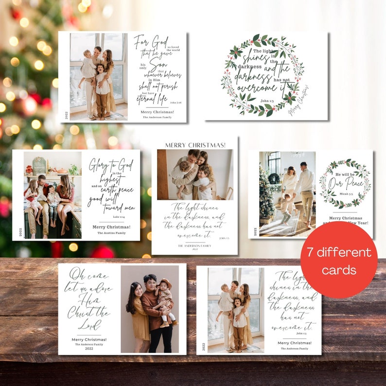 Christian Christmas Photo Card Template Bundle: Bible Verse (digital ...