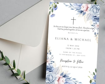 Editable Christian Wedding Invitation Template Printable Canva Template Instant Download Church ...