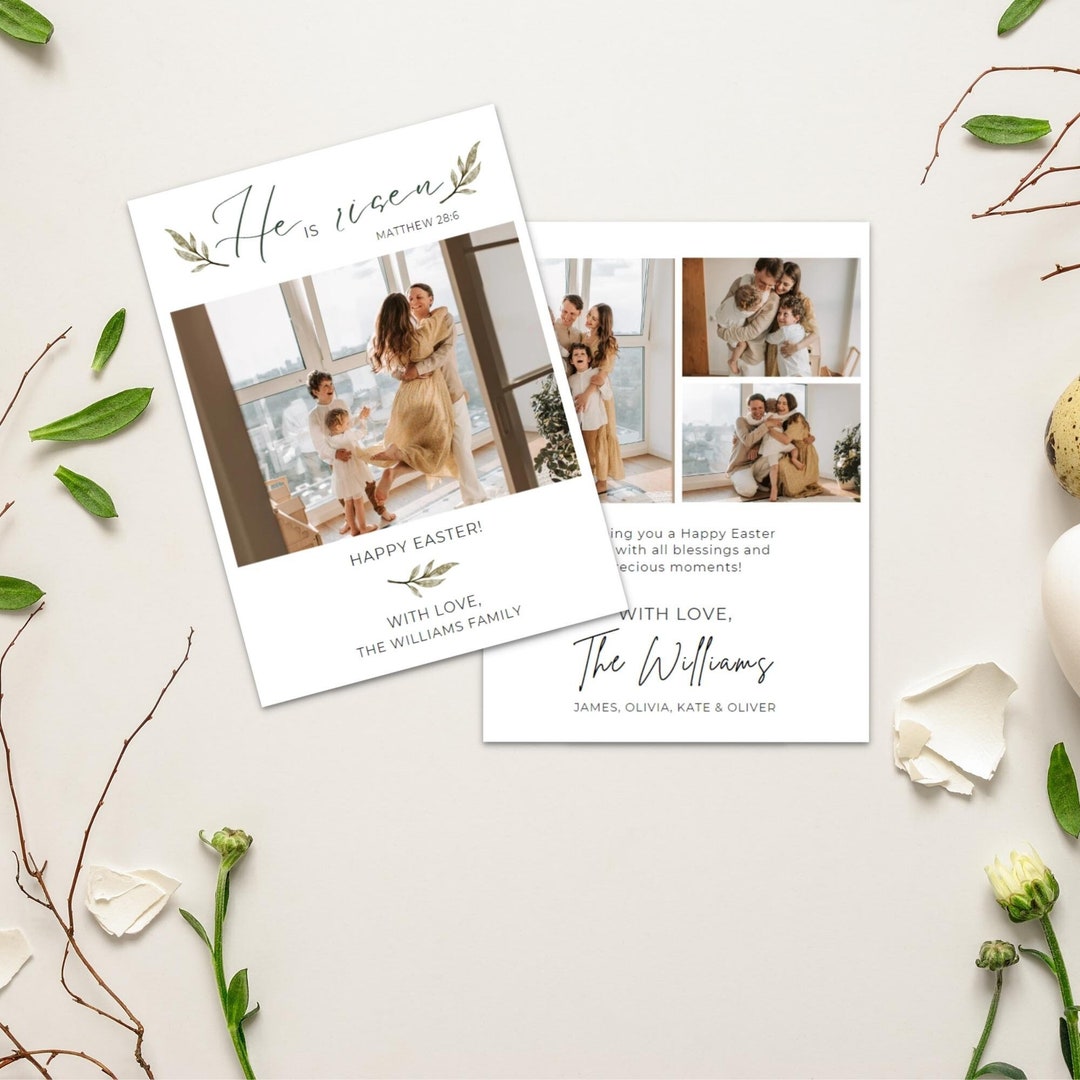 Printable Easter Family Card With Photo, Editable Easter Greeting Card ...