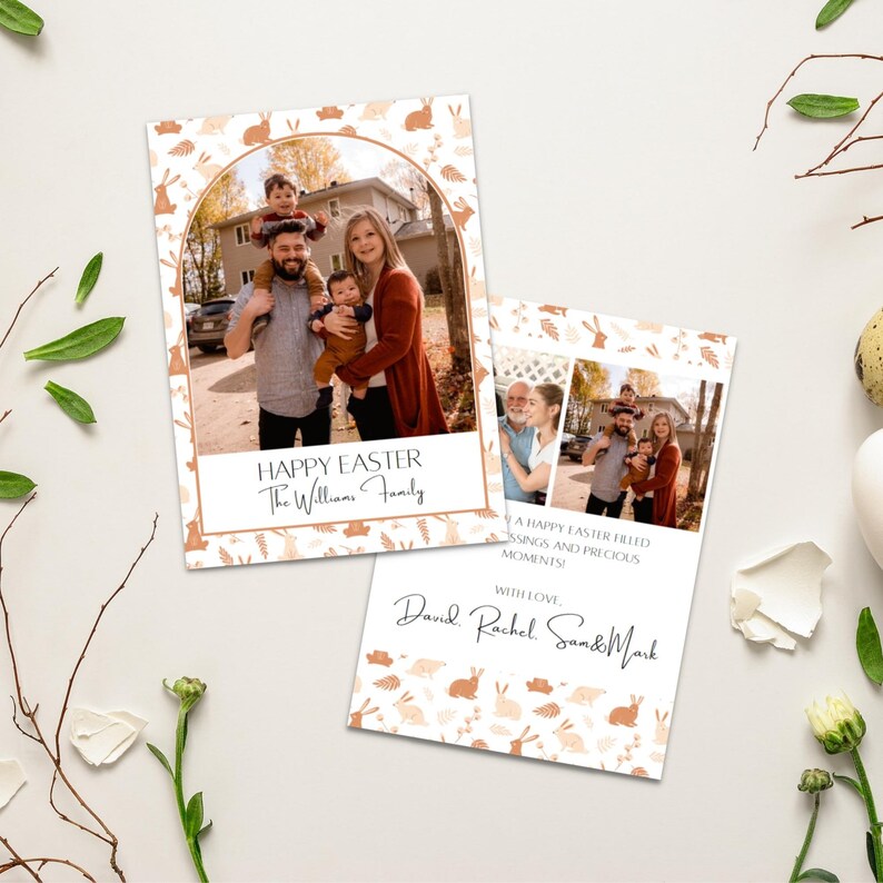 Printable Easter Family Card With Photo, Editable Easter Greeting Card ...