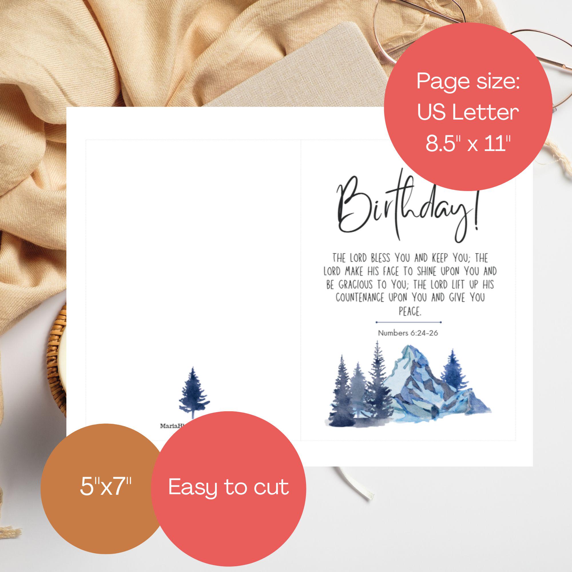 Printable Scripture Birthday Card for Him: Religious Gift Card (PDF ...