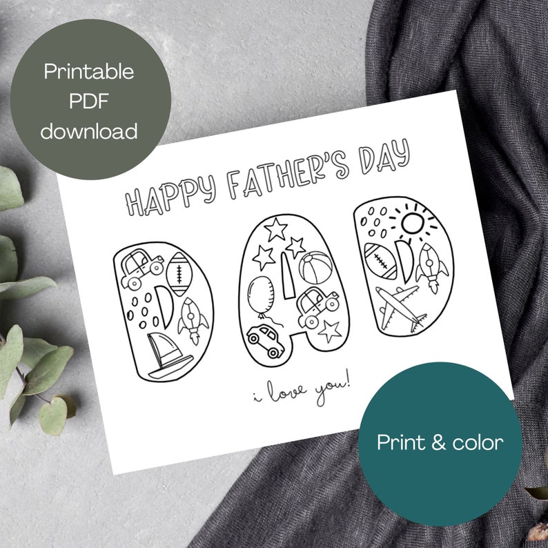 Printable Father's Day Coloring Page, PDF Download Father's Day Craft ...