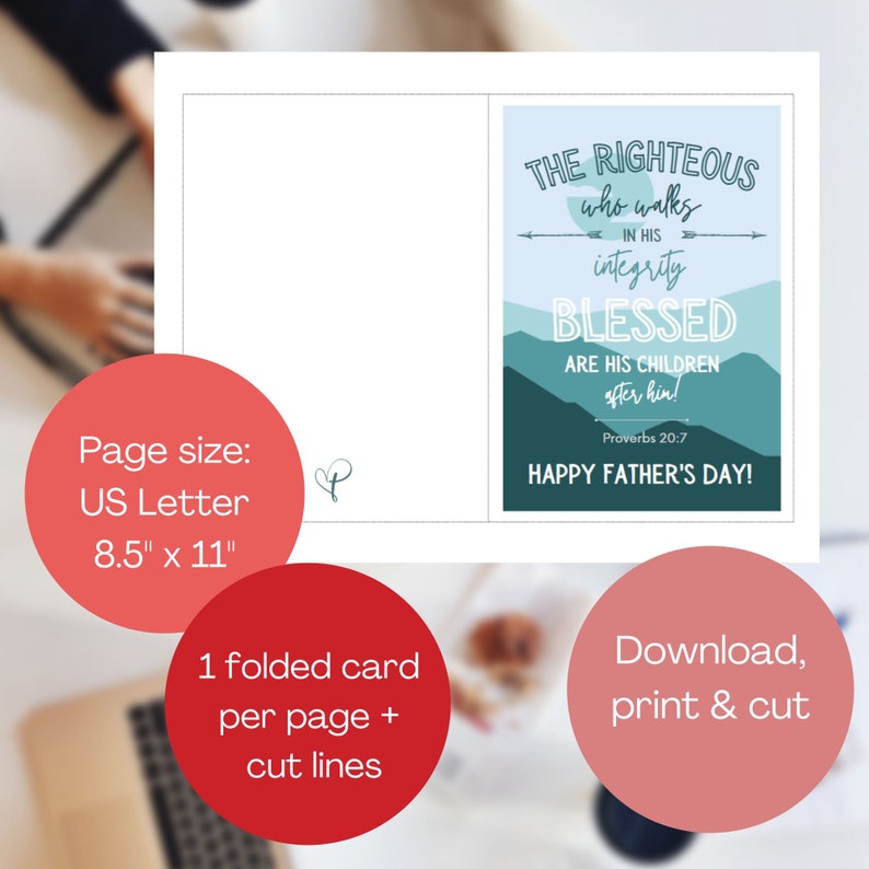 Scripture Father's Day Cards: Christian Bible Verse Set (digital ...