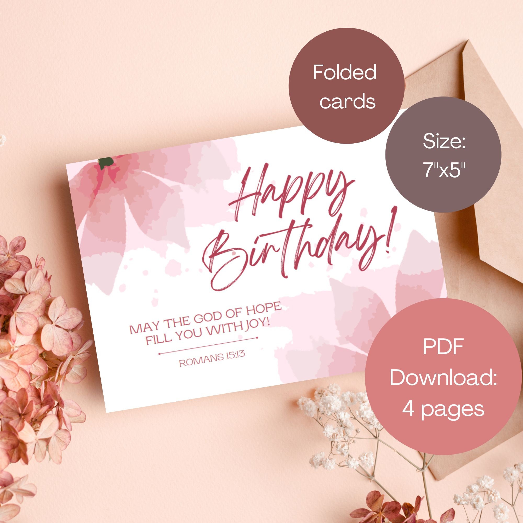 Printable Scripture Birthday Cards, Set of 4 Greeting Cards, Christian ...