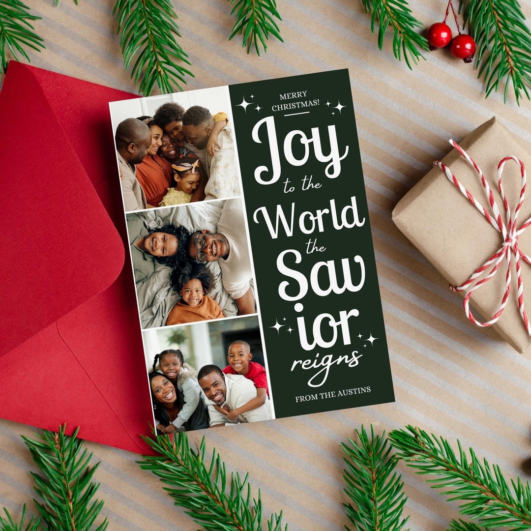 Christian Christmas Card With Photo, Religious Christmas Card Template ...