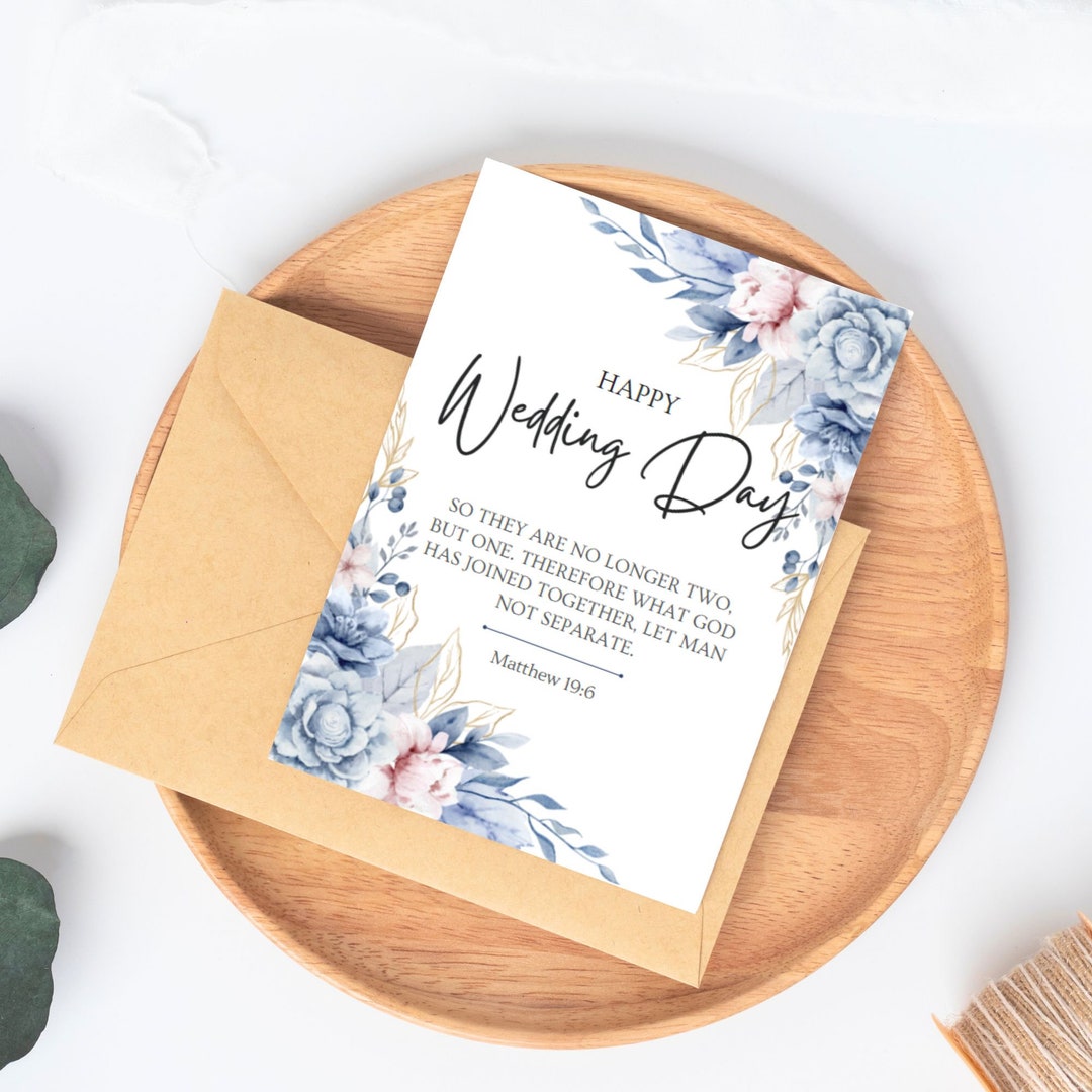 Printable Christian Wedding Card, Scripture Wedding Congratulations Day ...