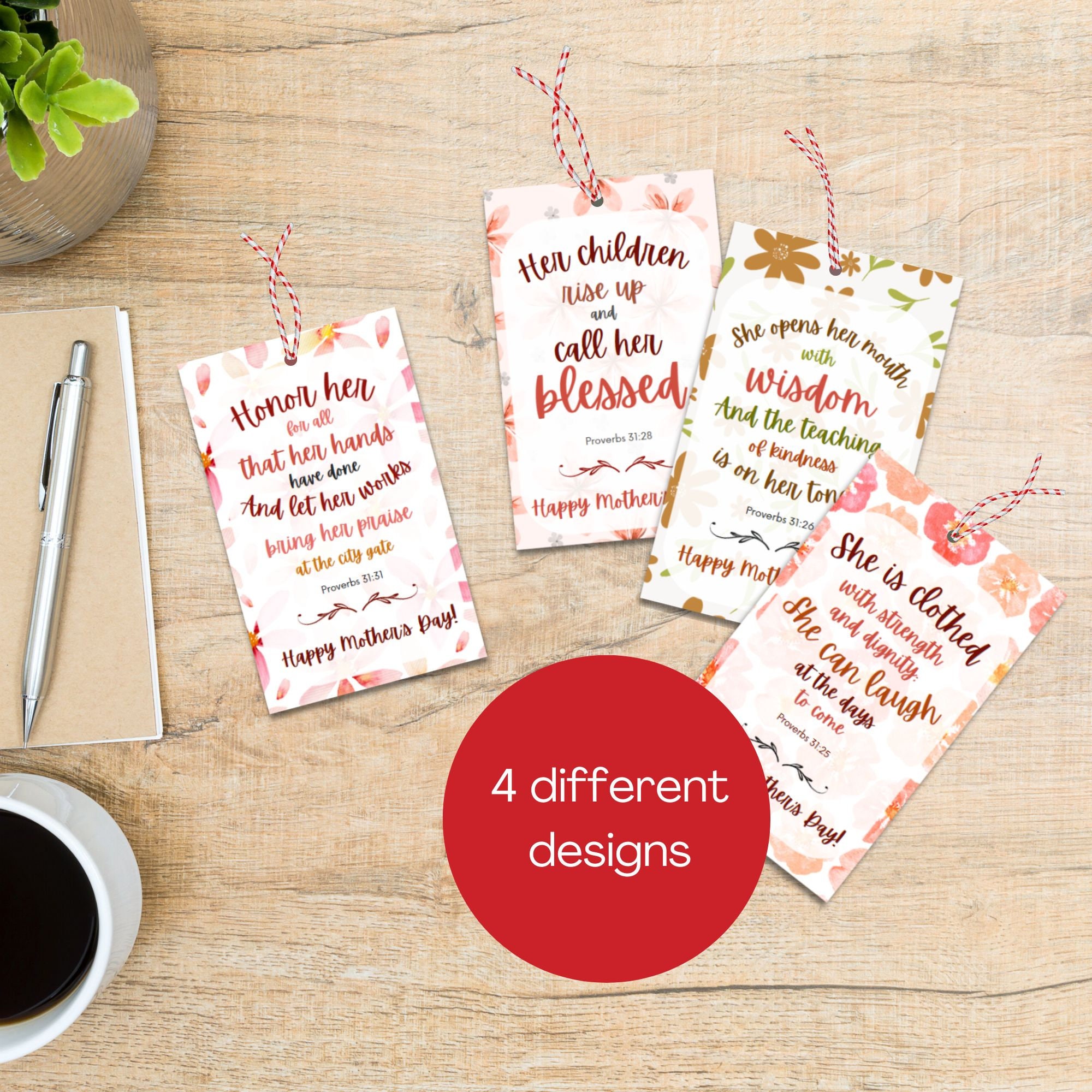 Scripture Mother's Day Gift Tags, 4 Printable Mother's Day Gift Tags ...
