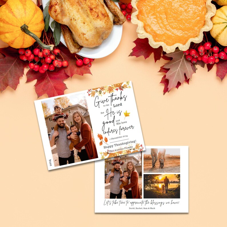 Editable Christian Thanksgiving Photo Card: Bible Verse (digital ...