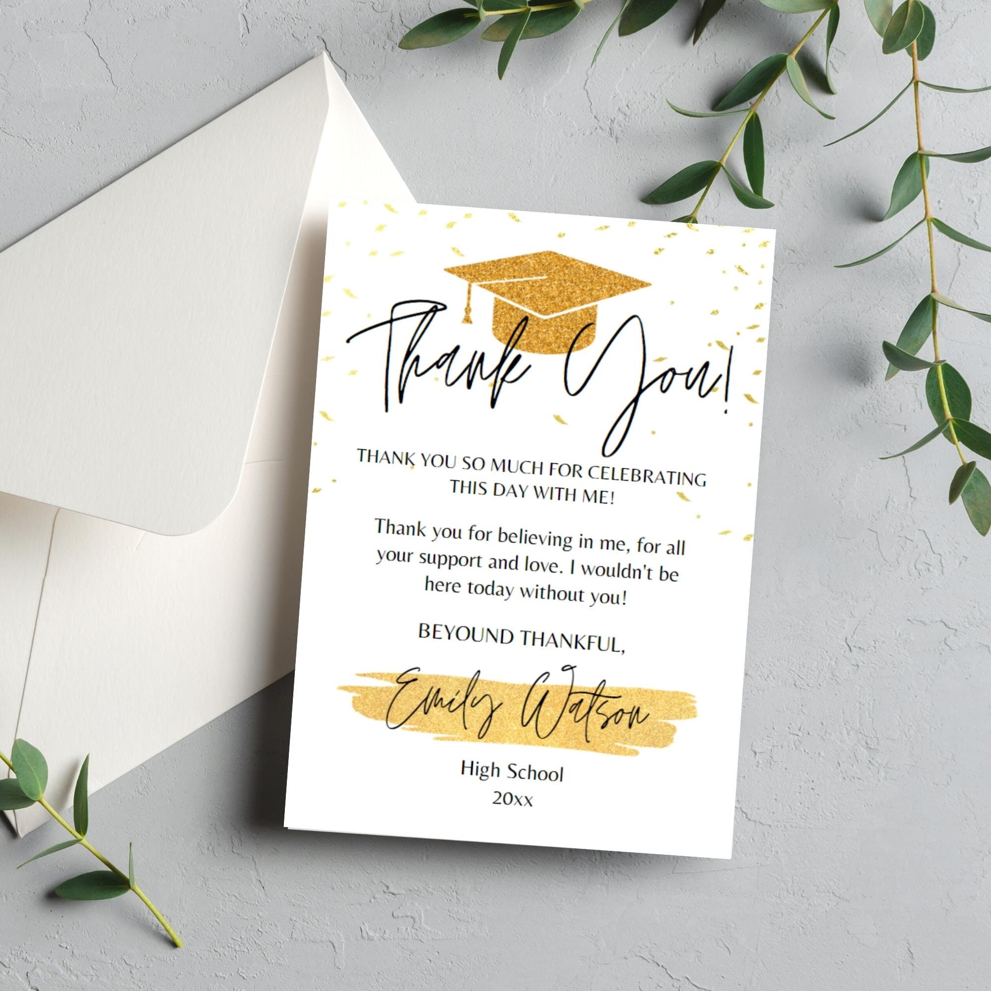 Graduation Thank You Card Template Personalized Graduation - Etsy
