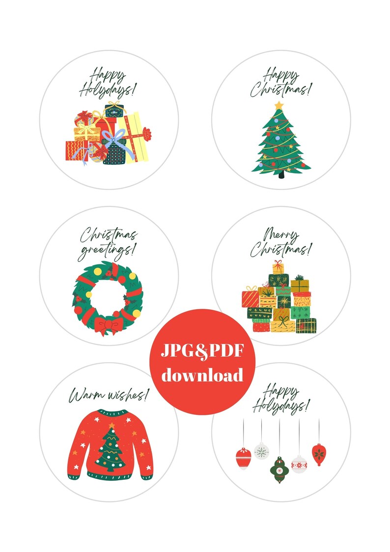 Christmas Gift Tags Printable, Christmas Greetings, Simple Minimalist 3 ...